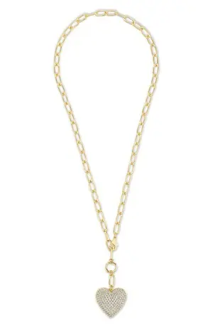 Sterling Forever Disco Heart Pendant Necklace - Gold