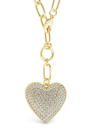 Sterling Forever Disco Heart Pendant Necklace - Gold