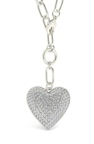 Sterling Forever Disco Heart Pendant Necklace - Silver