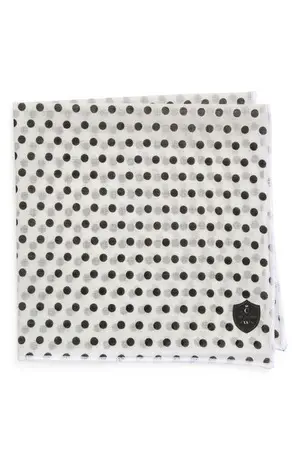 CLIFTON WILSON Polka Dot Cotton Pocket Square - White