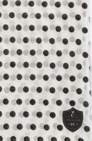 CLIFTON WILSON Polka Dot Cotton Pocket Square - White
