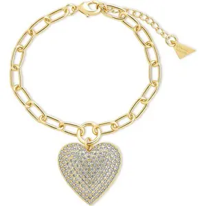 Sterling Forever Heart Charm Chain Bracelet - Gold