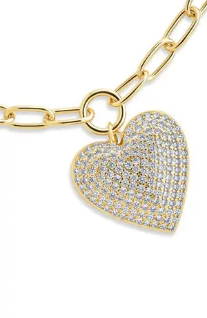 Sterling Forever Heart Charm Chain Bracelet - Gold