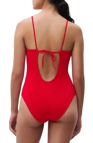 Chantelle Textured Jacquard One-piece Swimsuit - Cherry Red