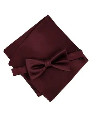 BROOKLYN BRIGADE Satin Pre-tied Bow Tie - Cabernet