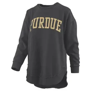 PRESSBOX Purdue Boilermakers Melange Poncho Fleece Pullover Sweatshirt