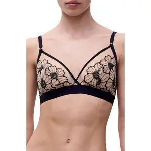 Chantelle Embroidered Wireless Bra - Black/ Rose