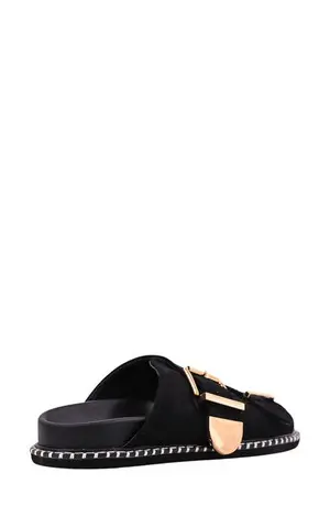 SHU SHOP Adjustable Slide Sandal - Black Suede