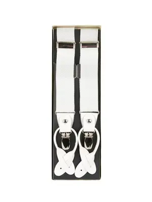 BROOKLYN BRIGADE Adjustable Solid Web Suspenders - White