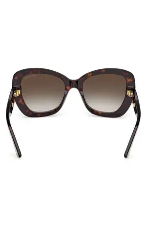 TOM FORD 55mm Butterfly Sunglasses - Havana Beveled/ Smoke