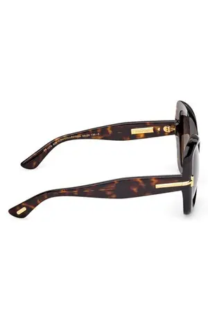 TOM FORD 55mm Butterfly Sunglasses - Havana Beveled/ Smoke