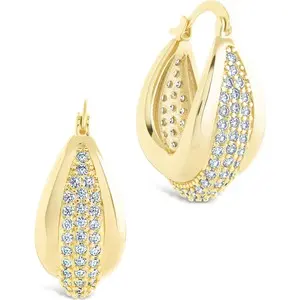 Sterling Forever Philina Pavé Cubic Zirconia Hoop Earrings - Gold