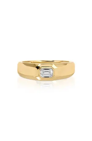 Ef Collection Emerald Cut Diamond Signet Ring - 14k Yellow Gold / Diamond