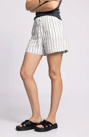 THREAD & SUPPLY Striped Drawstring Shorts - White Black