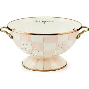 MACKENZIE-CHILDS Rosy Check Large Colander - Pink/ White