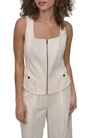 Dkny Sleeveless Twill Top - Coconut