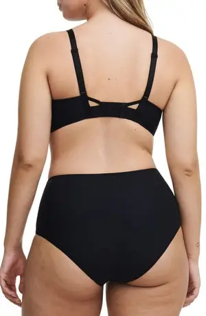 Chantelle Lace Trim High Waist Briefs - Black