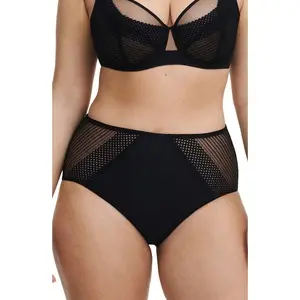 Chantelle Lace Trim High Waist Briefs - Black