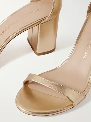 STUART WEITZMAN Nudist Block Metallic Leather Sandals