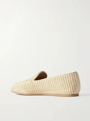 STUART WEITZMAN Lee Leather-trimmed Raffia Loafers - Neutrals