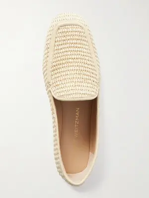 STUART WEITZMAN Lee Leather-trimmed Raffia Loafers - Neutrals