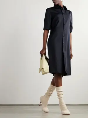 JIL SANDER Wool Shirt Midi Dress - Blue