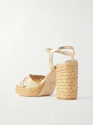 STUART WEITZMAN Dayna Metallic Leather Platform Sandals