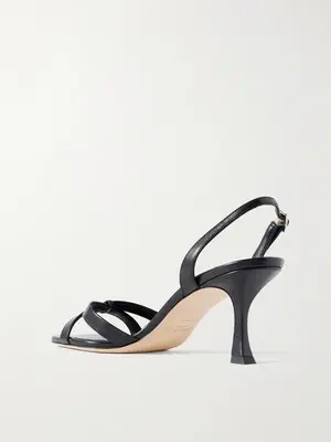 JIMMY CHOO Elsy 70 Leather Slingback Sandals - Black