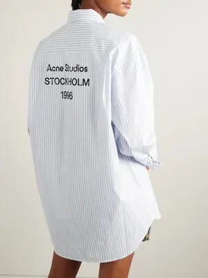 Acne Studios Printed Striped Cotton-poplin Shirt