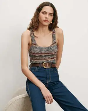 Veronica Beard Sandra Knit Tank Top Rust Multi