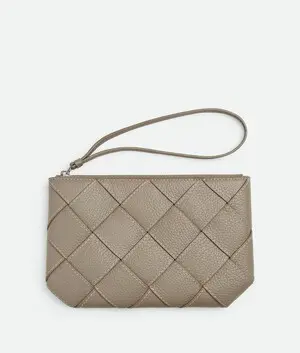 BOTTEGA  VENETA Diago Intreccio Leather Pouch - Limestone/natural