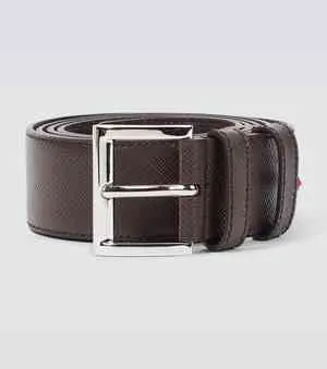 Prada Logo Leather Belt - Brown