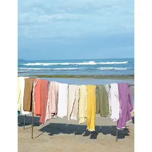 MAISON DE VACANCES Crumpled Washed Linen Throw 140cm X 250cm - Charbon