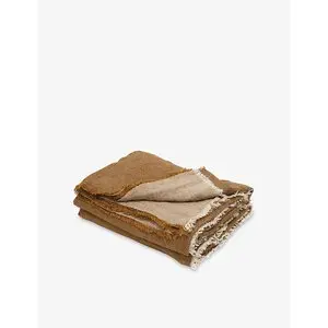 MAISON DE VACANCES Crumpled Washed Linen Throw 140cm X 250cm - Havane