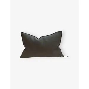 MAISON DE VACANCES Stonewashed Linen Cushion 40cm X 60cm Asphalte