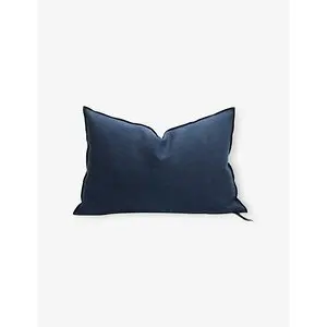 MAISON DE VACANCES Stonewashed Linen Cushion 40cm X 60cm Bleu Nuit