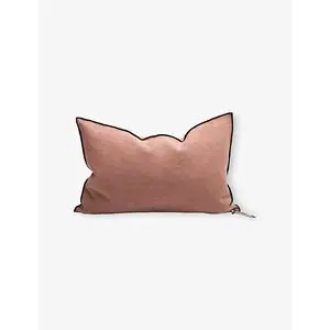 MAISON DE VACANCES Stonewashed Linen Cushion 40cm X 60cm Bois De Rose