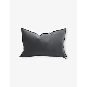 MAISON DE VACANCES Stonewashed Linen Cushion 40cm X 60cm Charbon