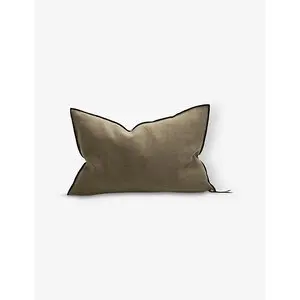 MAISON DE VACANCES Stonewashed Linen Cushion 40cm X 60cm - Kaki