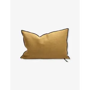MAISON DE VACANCES Stonewashed Linen Cushion 40cm X 60cm - Ocre