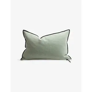 MAISON DE VACANCES Stonewashed Linen Cushion 40cm X 60cm - Sauge