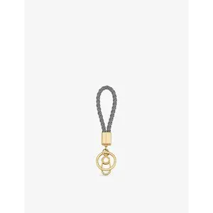 BVLGARI Yellow Gold-plated Brass And Leather Keyring - Grey