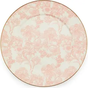MACKENZIE-CHILDS Sterling English Garden Enameled Steel Platter - Pink/ White