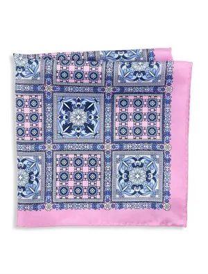 OAK HILL PREMIUM BY DXL Big & Tall Multi Square Silk Pocket Square Pink