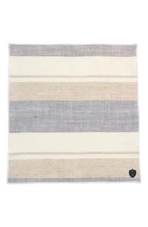 CLIFTON WILSON Stripe Linen Pocket Square - Tan