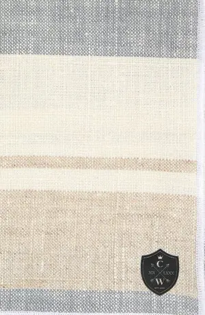 CLIFTON WILSON Stripe Linen Pocket Square - Tan