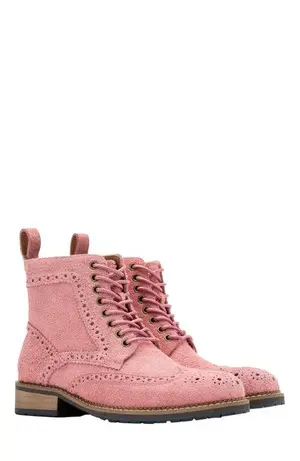 MARC NOLAN Ms. Belmont Wingtip Combat Boots - Rose Pink
