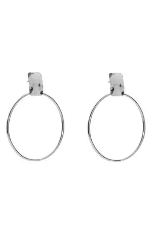 Argento Vivo Hammered Frontal Hoop Earrings - Silver