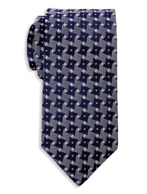 OAK HILL PREMIUM BY DXL Geometric Pattern Silk Neck Tie - Navy