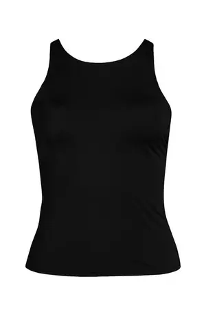 LANDS' END D-cup Tugless High Neck Strappy Back Tankini - Black